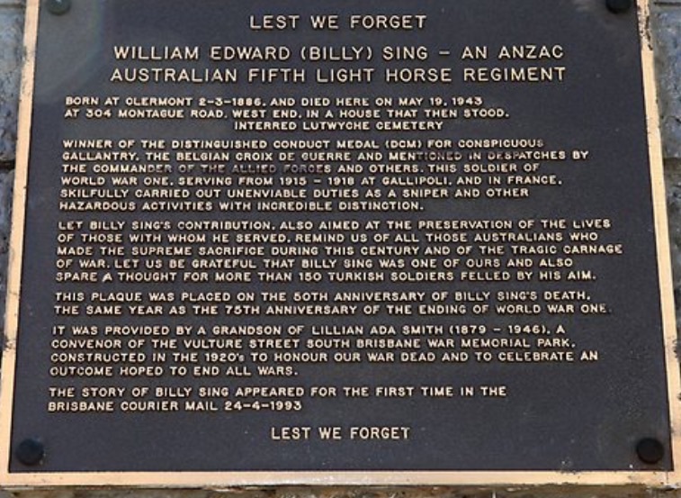 Virtual War Memorial | William Edward (Billy) SING DCM, MiD
