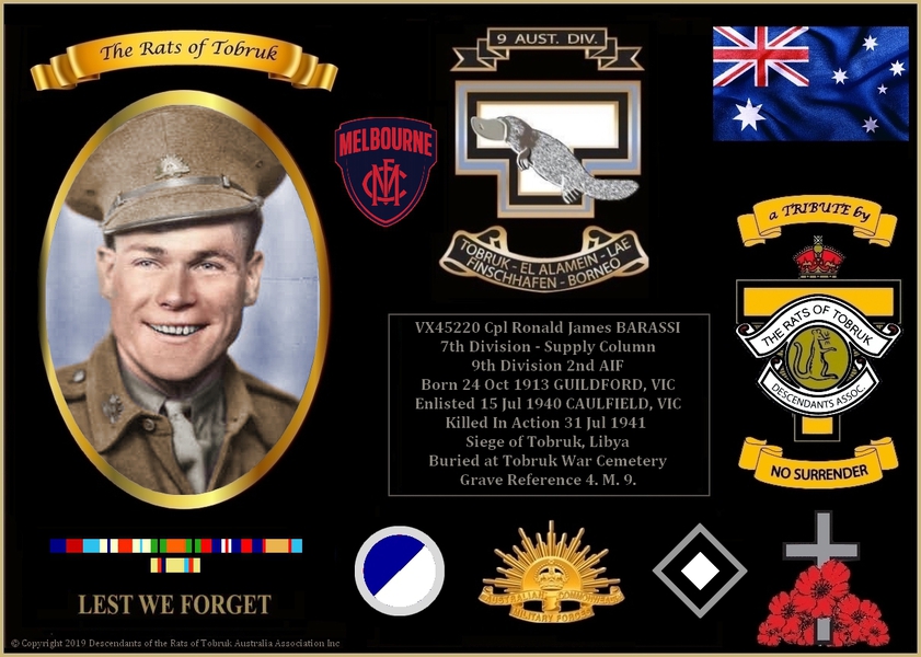 Virtual War Memorial | Ronald James (Ron) BARASSI