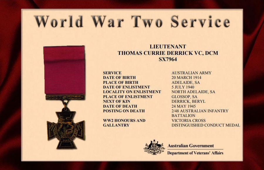 Virtual War Memorial | Thomas Currie (Diver) DERRICK VC, DCM